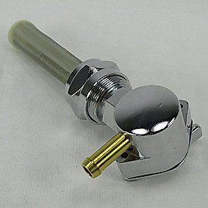 1975-2006 Harley Davidson 22mm Filtered Petcock 90 Degree Elbow Fuel Shut Off Valve - For Use with 1/4" ID Fuel Hose - Replaces HD Part # 62168-81 - Chrome Plated - Motorcycle Chopper Bobber
