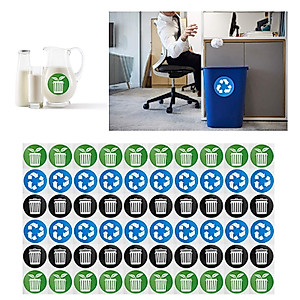 60Pcs Recycle Sticker Compost Sticker Reusable Easy to Tear and Stick Large Patterns Trash Sticker for Waste Box Recycling Station Wall Trash Can