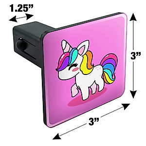 Cute Kawaii Rainbow Unicorn Chibi Tow Trailer Hitch Cover Plug Insert