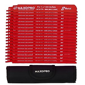 16 Pack 9 Inch 14/18 TPI Metal Reciprocating Saw Blades Set – Bi-Metal (M24-D6A) Auto Dismantling Sawzall Blades Metal for 3/32 to 5/16 Medium Metals