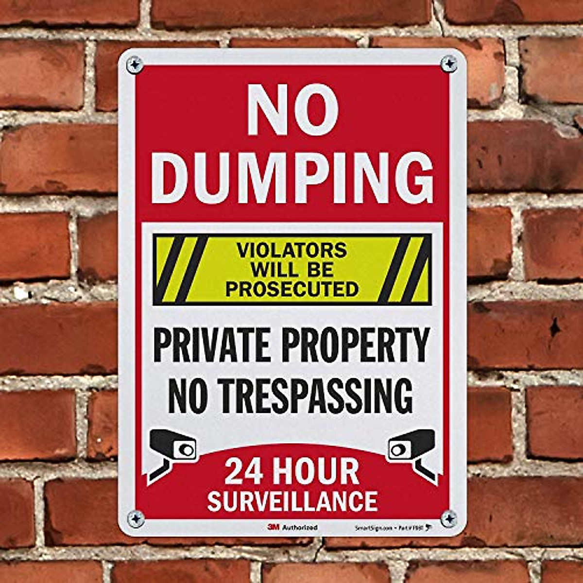 SmartSign “No Dumping - Private Property, No Trespassing, Violators Will Be Prosecuted” Sign | 10" x 14" 3M Engineer Grade Reflective Aluminum
