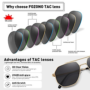 Fozono Classic Aviator Sunglasses for Women Men Square Oversize Polarized Sunglasses(Gold/Grey)