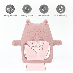 Drop Resistant Silicone Baby Teether Toy for 3+ Month Infants, Baby Chew Toy for Sucking Needs, Hand Pacifier for Breast Feeding Babies, BPA Free (Dusty Lilac)