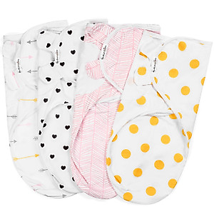 Swaddle Blanket, Adjustable Infant Baby Swaddling Wrap Set of 4, Baby Swaddling Wrap Receiving Blankets for Boys and Girls Made in Soft Cotton