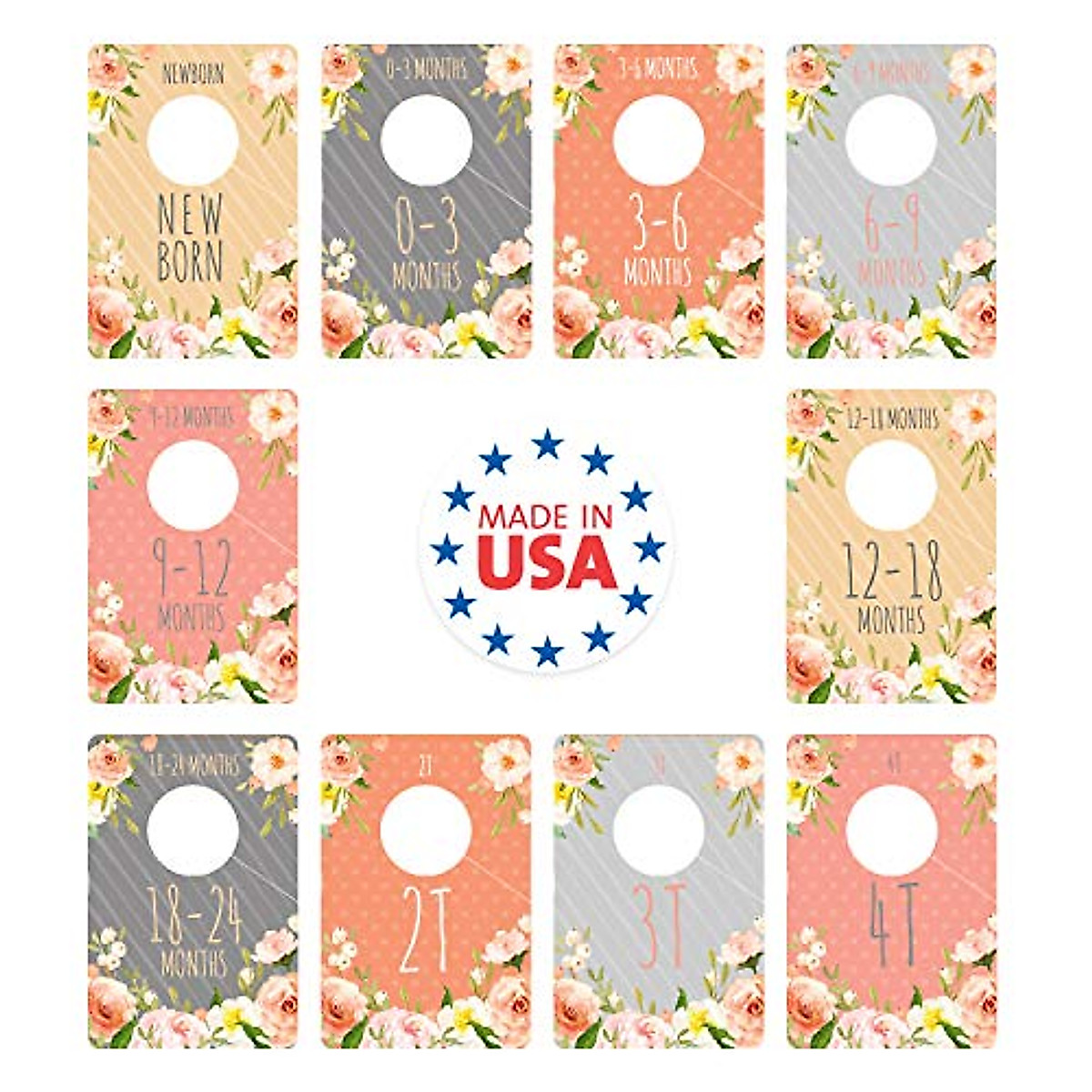 Canopy Street Floral Closet Clothing Size Dividers/Closet Organizer For Baby Girl Clothes Newborn To 4T / Baby Closet Size Dividers