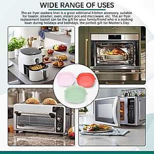 Silicone Air Fryer Accessories Pack of 3(Green, Pink, Red) Liner Basket Air Fryer Silicone Pot Tray, Reusable Air Fryer Silicone Basket Heat Resistant Easy Cleaning, Oven Baking Tray