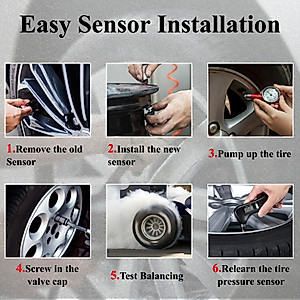 TPMS Tire Pressure Monitoring System Sensor 433MHz - Replaces 56029398AB 56029398AA 68241067AA - Compatible with Chrysler 300 Town&Country Dodge Charger Ram Grand Cherokee Wrangler 4-Pack