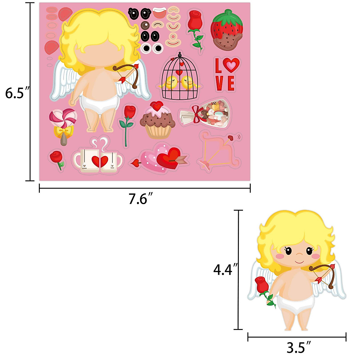 48 Sheets Valentines Stickers for Kids Make Your Own Valentines Sticker Sheets Home Classroom Party Favor Art Craft School Rewards