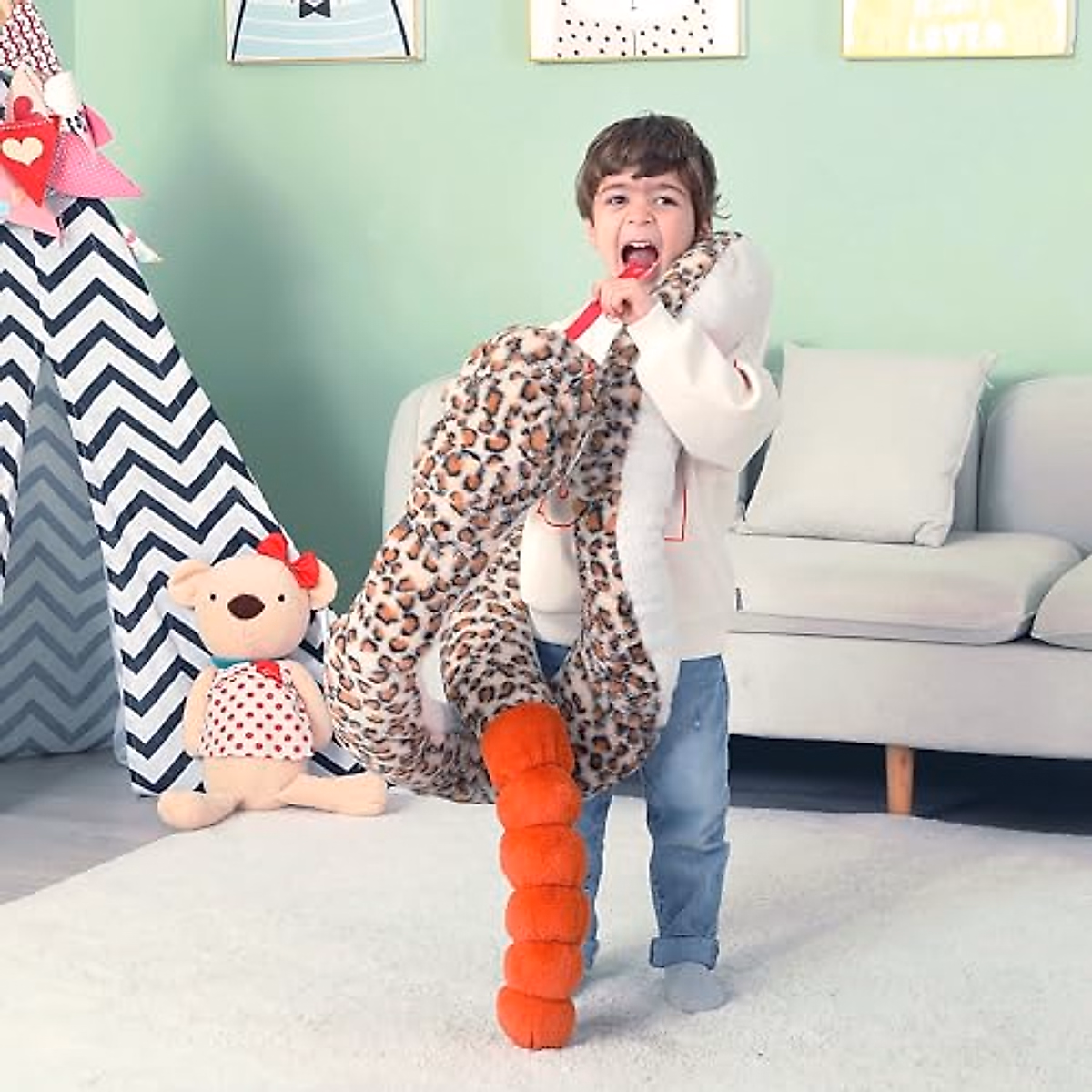 IKASA Giant Snake Stuffed Animal Plush Toy,106" Large Rattlesnake Cute Jumbo Soft Toys,Huge Big Size Fluffy Plushy Fat Plushie,Gifts for Kids