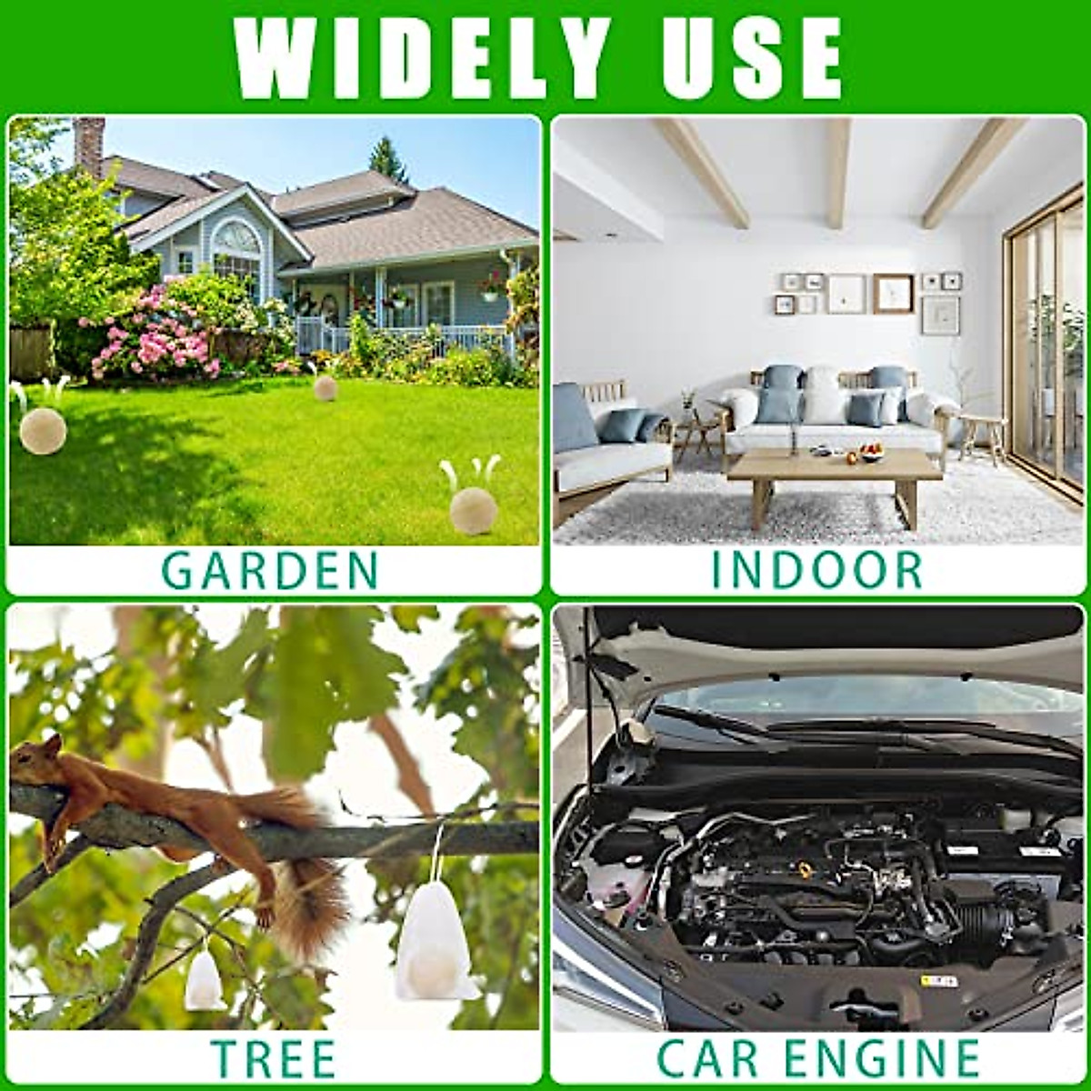 12 Pack Natural Squirrel Repellent for Outdoor Car Yard Garden Plants Indoor Bird Feeder, Peppermint Planted Ingredients Rodent Squirrel Deterrent, Keep Squirrel Mouse Away