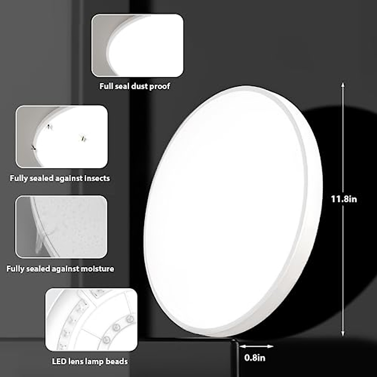JHPGEOE Flush Mount LED Ceiling Light Fixture,Ultra-Thin 30W LED Ceiling Light,Close to Ceiling Lighting Fixtures for Living Room,Bedroom,Dining Room,Kitchen,Laundry Room (White Light (White))