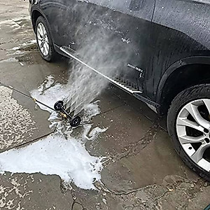 GDHXW Multipurpose Undercarriage Cleaner Surface Cleaner for Pressure Washer 4000 PSI 16 Inch Underbody Car Wash Water Broom with 3 Pieces Extension Wand 5 High Pressure Nozzle