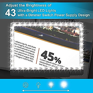 5X Magnifying Glass with Light 43 Ultra-Bright LEDs, Large Page Magnifying Glass for Reading, Lightweight Handheld Magnifier for Elderly People,Low Vision,Book Lovers