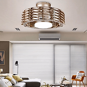 Todays Fans Oceano Bladeless Ceiling Fan, 6 Speeds with LED Light, 23" (Gold)