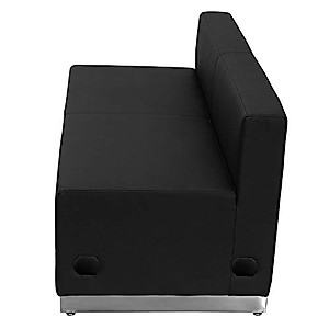 Flash Furniture HERCULES Alon Series Black LeatherSoft Loveseat with Brushed Stainless Steel Base
