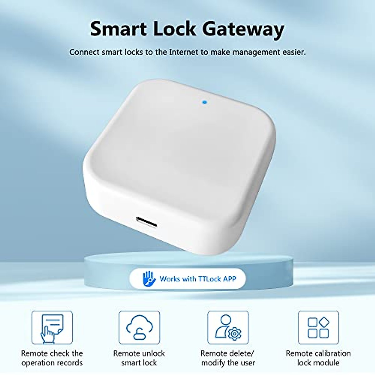 YRHAND Smart Lock WiFi Gateway Smart Hub WiFi Hub TT Lock App Gateway Smart Goor Lock with Remote Control Smart hubs Compatible with Alexa Google Home,WiFi Bridge for Door Locks