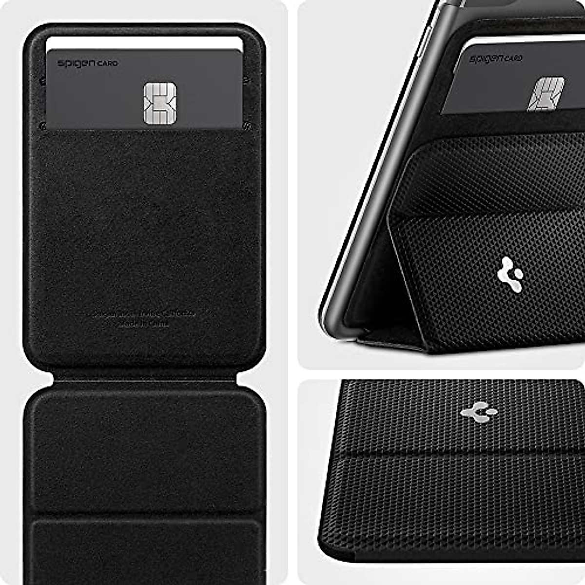 Spigen Smart Fold Phone Card Holder for Back of Phone, Stick on Phone Wallet, Credit Card Wallet with 3M Sticker Designed for All Smartphones - Black