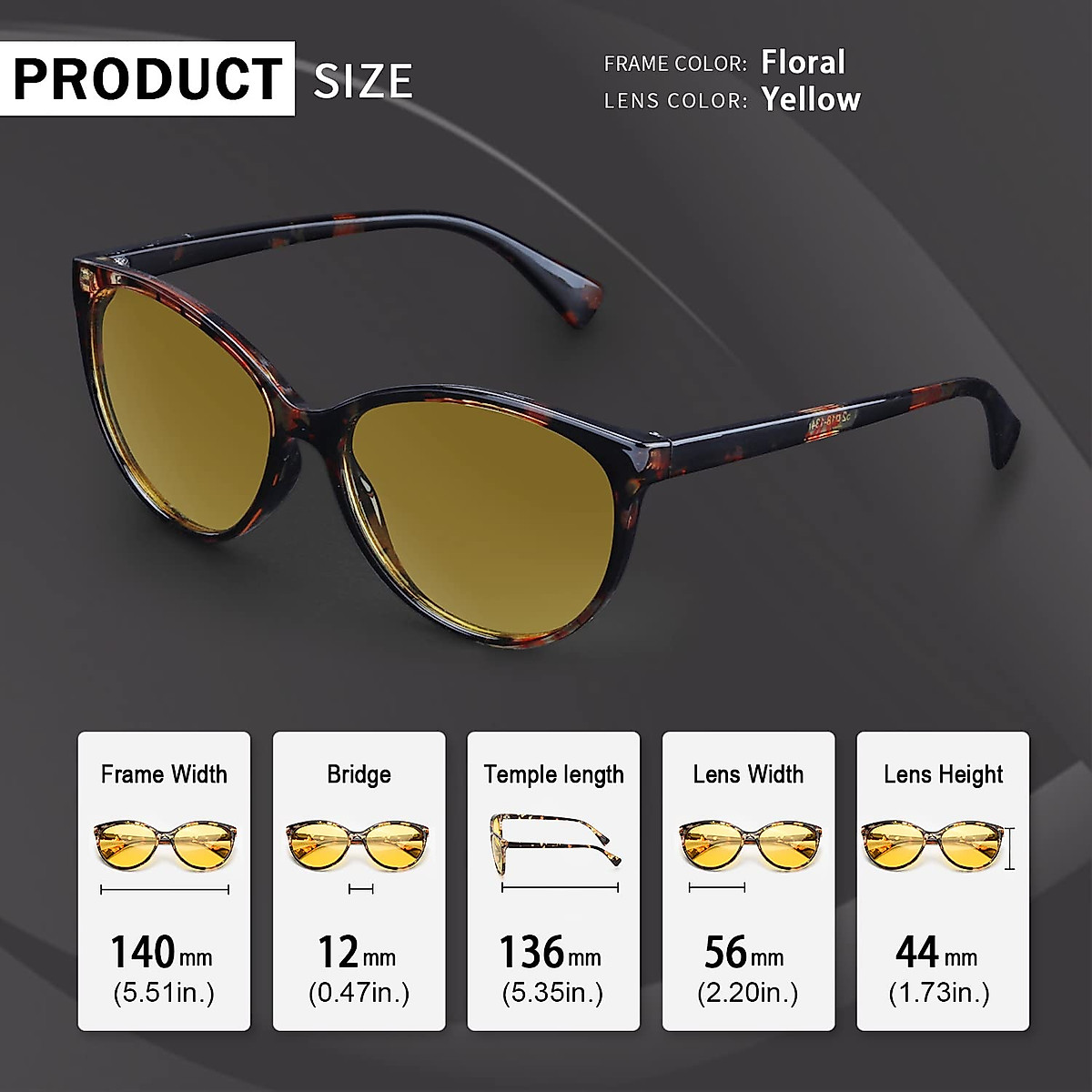 TJUTR Night-Vision Glasses for Women, Polarized Night-Driving Glasses Reduce Glare Nighttime Glasses UV Protection