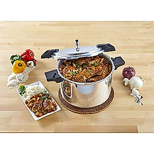 IMUSA USA A417-80807 16Qt Jumbo Stovetop Pressure Cooker with Regulator and Side Handles, Silver