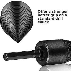 Firewood Log Splitter Drill Bit, 5pcs Removable Cones Kindling Wood Splitting logs bits, 32MM + 42MM Heavy Duty Electric Drills Screw Cone Driver with Round + Hex + Square Shank for Hand Drill Stick