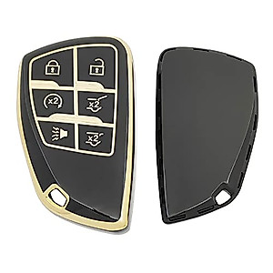 vurbemes 360 Degree Soft TPU Protector Key Fob Cover Case fit for 2019 2020 2021 2022 GMC Yukon Chevy Chevrolet Suburban Tahoe GM Buick Encore Keyless Entry Key Fob (6 Button, Black)