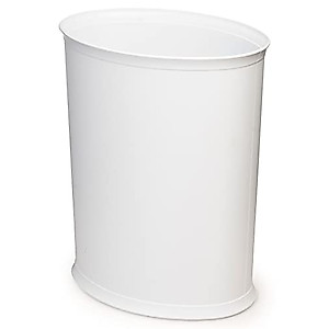 Stephanie Imports Made in USA Set of 2 White Plastic 5-Gallon Waste Basket & Cube Tissue Box Cover