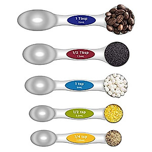 KUFUNG Kitchen Stainless Steel Baking Measuring Spoon &Cups Set for Dry or Liquid (5 pcs, Mixed Color)