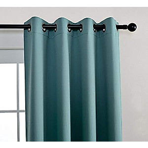 MIUCO Blackout Curtains Room Darkening Curtains Textured Grommet Curtains for Window Treatment 2 Panels 52x63 Inch Long Teal