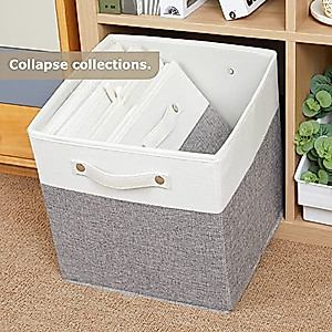 Araierd Fabric Storage Cube Bins |12x12 Cube Storage Bin with Handle, Cubby Closet Storage Bins Baskets for Organizing Shelves for Toy, Clothes(White&Grey)(12”x12”x12”-Pack of 4)
