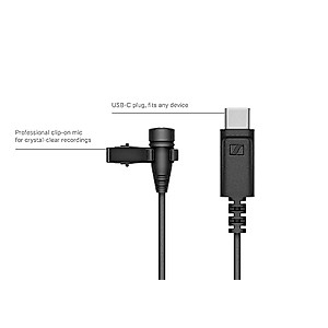 Sennheiser Pro Audio Condenser Microphone, XS Lav USB-C (509261),Black
