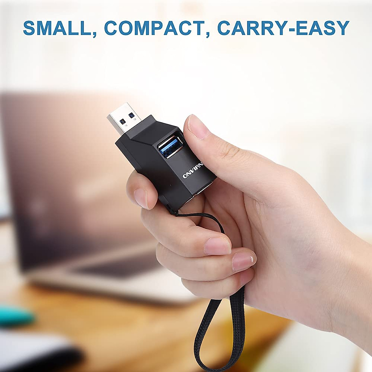 ONVIAN 3 Port USB Hub High-Speed Splitter Plug and Play Bus Powered, Black