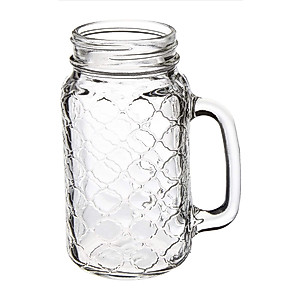 AmalgamNation Sets of 4 Mason Jar 24oz Mugs with Glass Handles,