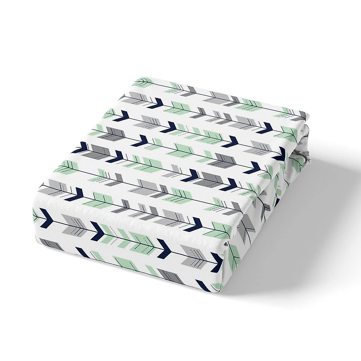 Geometric Arrows Fitted Sheet Queen, Ethnical Pattern with Feathers Boho Exotic Bedding Set 3pcs for Kids Teens Room Decor,Native Tribal Teal Bed Cover, Rustic Bed Sheet Set with 2 Pillowcases