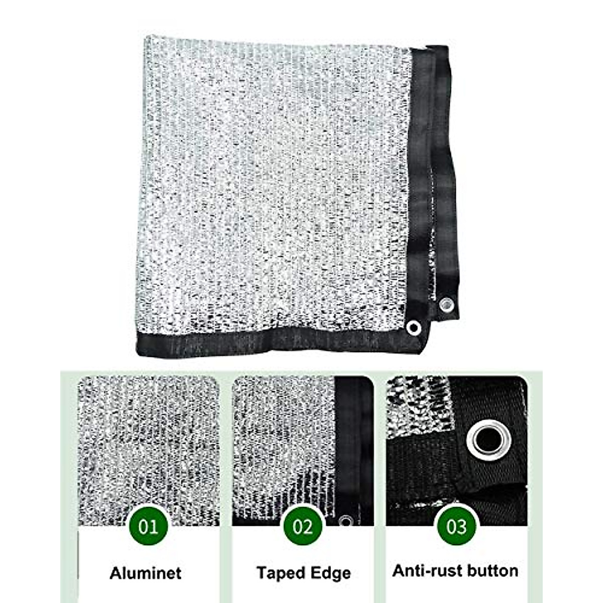 75％ Aluminet Shade Cloth for Patio,Silver Sunblock Net Mesh Fabric for Garden Plant Greenhouse,10x10ft 10x13ft 10x16ft 13x16ft 16x16ft 20x30ft 23x26ft 30x30ft 33x39ft 39x66ft