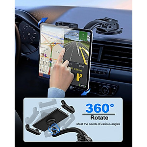 Kolasels Car Dash Tablet Holder Mount, Truck Dashboard Windshield iPad & Phone Stand with Strong Sticky Gel Suction Cup for iPad Pro 9.7, 11, 12.9 / Air/Mini, iPhone, Galaxy Tabs, More 4-13" Devices