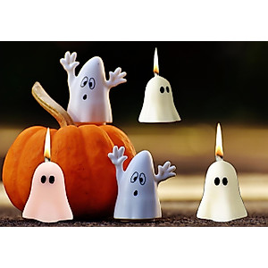 4 PCS Cute Ghost Candles, Scented Halloween Decoration Candles, Novelty Votive Ghost Candle, Votive Candles for Fall Decor Thanksgiving Home Halloween Party Bedroom Room Table Decorations