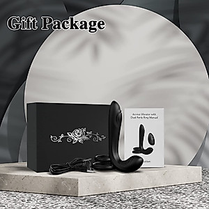 Couple Vibrator with Dual Penis Ring, 10 Vibrating Mode G Spot and Clitoris Simulator 3 in 1 Vibrating Cock Ring Male Female Adult Sex Toy with Remote Control for Men Women