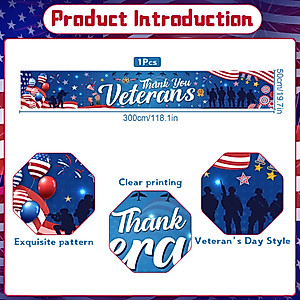 Gameza Veterans Day Decorations Outdoor - Large Thank You Veterans Banner Veterans Day USA Patriotic Party Banner Decoration Supplies Thank You Veterans Decorations Home Lawn Garden 118 X 20 Inches