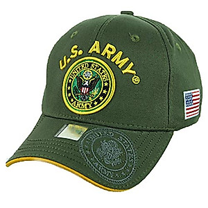 USA Army Baseball Cap US Flag Army Veteran Retired Hats Official Licensed CAMO Hat (Olive-U.S. Army)