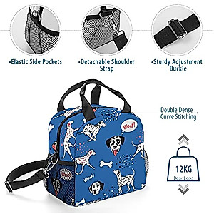 YCGRE Kids Blue Lunch Bag with Dog Design, Polyester, 10 x 6.5 x 8.9 in
