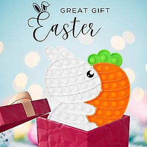 PETBSNVB Bunny Carrot Pop Bubble Fidget Sensory Toys,Puzzle Popper Toy Pack,Great Gifts for Kids Boys and Girls 3 4 5 6 7 8 9 Year Old Birthday Party,Christmas,Stocking Easter Basket Stuffers(White)