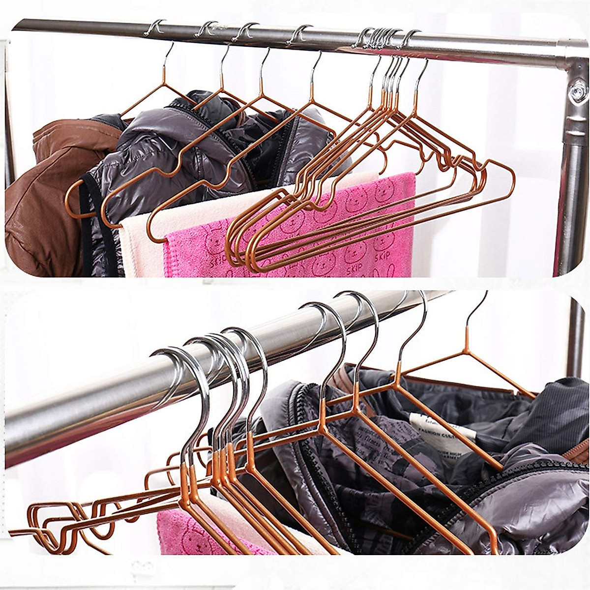 Clothes Hangers Color Stainless Steel Rubber Hangers for Clothes Poles Non-Slip Drying Racks Drying Racks Outdoor Drying Racks 10pcs Hanger Space Saver (Color : C)