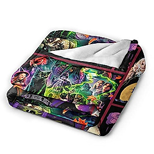 TNHPYEG Travel American Fantasy Comedy Horror Hocus and Pocus Throw Blanket, Fleece Halloween Blankets and Throws for Sofa, Warm Air Conditioned Blanket 50"X40"