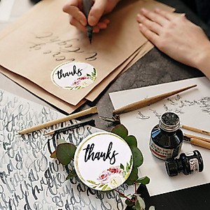 500pc Round Thank You Label Stickers - 1 inch Colorful Flower Design Stickers for Birthdays, Weddings, Thanksgiving, Bridal Showers and Perfect for Small Startup Business (Color 1)