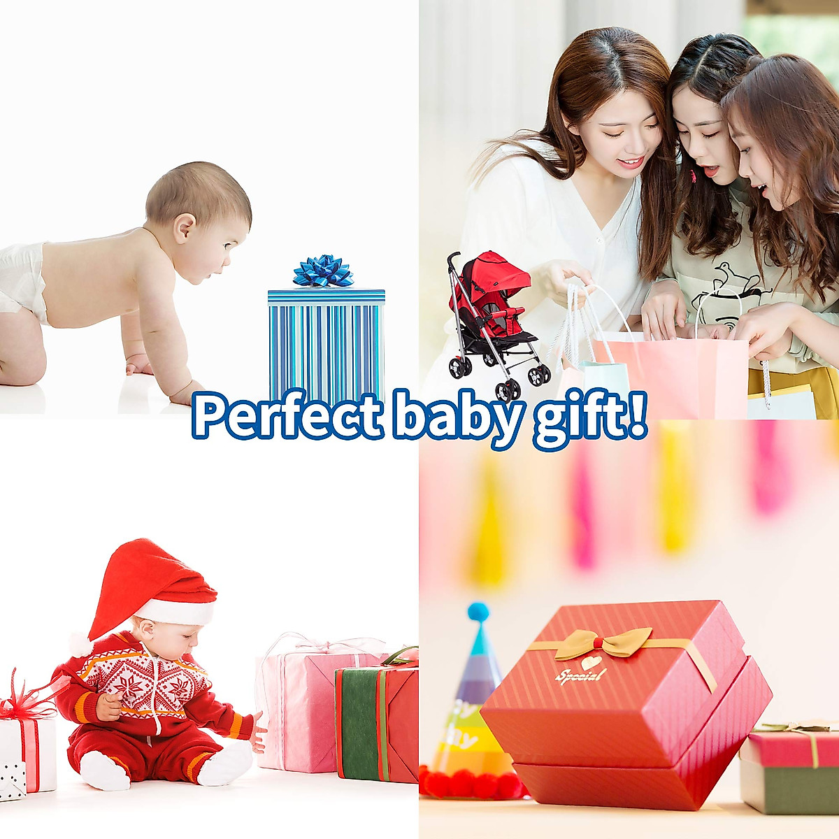 Baby Rattle Toys Soft Foot Finder Socks Wrists Rattles Ankle Leg Hand Arm Bracelet Activity Rattle Baby Shower Present Essentials for Neborn Baby Infant Boy Girl Bebe (4pcs-B)