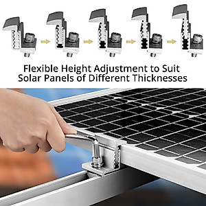 Anbte 10PCS Solar Panel End Clamp 30-45mm Adjustable, Aluminum Z Brackets for Solar Panels Include 10 Screws M8, Solar Panel Mounting Bracket for Solar Panel PV Mounting System, Silver