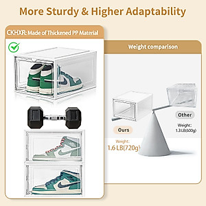 Upgraded X-Large 6 Pack Clear Shoe Storage Organizer,Stackable Shoe Rack for Closet,Plastic Shoe Boxes with Magnetic Door,Shoe Containers For Sneaker Display,Fit up to US Size13