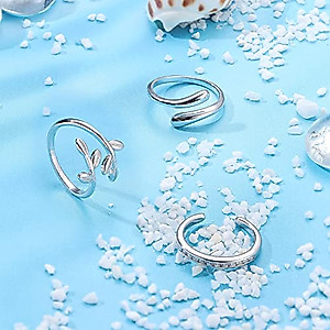 Besteel 925 Sterling Silver Toe Rings for Women Adjustsable Open Cuff Toe Rings Set Platinum Plating Band Leaf CZ Tail Rings Trendy Summer Beach Barefoot Jewelry Classic Style