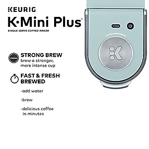 Keurig K-Mini Plus Coffee Maker, Single Serve K-Cup Pod Coffee Brewer, 6 to 12 oz. Brew Size, Stores up to 9 K-Cup Pods, Misty Green (Renewed)