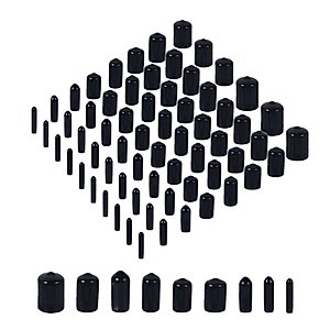 Aleric 163pcs Rubber End Caps, Round Bolt Covers Caps, Vinyl End Caps Screw Thread Protectors, Rubber Screw Covers Bolt Caps for Metal Tube Rod Bolt in 9 Sizes from 2mm to 20mm (Black)